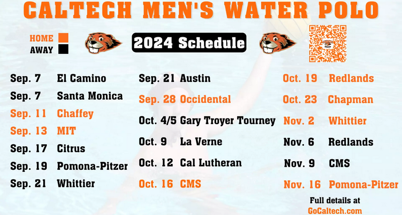 Caltech Men’s Water Polo Releases 2024 Schedule – Pasadena Now