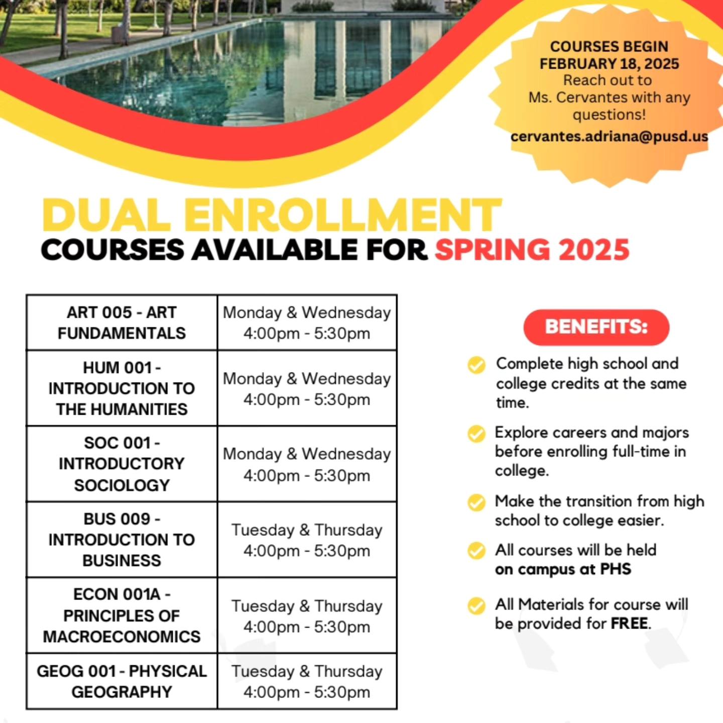 Pasadena High School: Spring 2025 Dual Enrollment at PCC! - Pasadena Schools